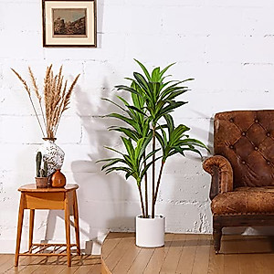 OAKRED Artificial Dracaena Tree, 4FT Tall Fake Plants Artificial Dracaena Plants for Indoor, Fake Trees for Office Home Living Room Floor Patio Greening Porch Decor, Set of 1