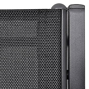 EVERSTRO 2 Seater Patio Bench 51.6" Steel and Textilene Black,Contemporary Double Outdoor Patio Chair with GlassTop Shelf in Black Garden Furniture, Outdoor Seating