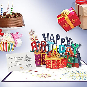 Skycase 3D Birthday Card,[1 PACK] Handmade Paper Happy Birthday Pop Up Card with Envelope Postcards and (Mini) Message Card for Friends, Kids, Parents,HAPPY BIRTHDAY Card
