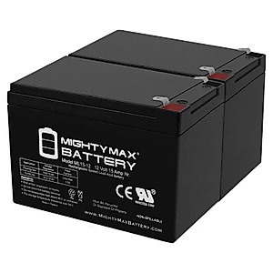 Mighty Max Battery 12V 15AH F2 Replaces Pride Go Go Elite Traveller - 2 Pack