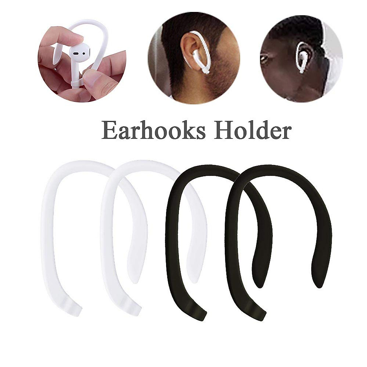 2 Pairs Ear Hooks Accessories Compatible with Apple AirPods 1 & 2 & 3 and Pro Sports Headset EarHooks Great with Cycling,Gym,Dancing,Running,Fishing and Other Sports (Black)