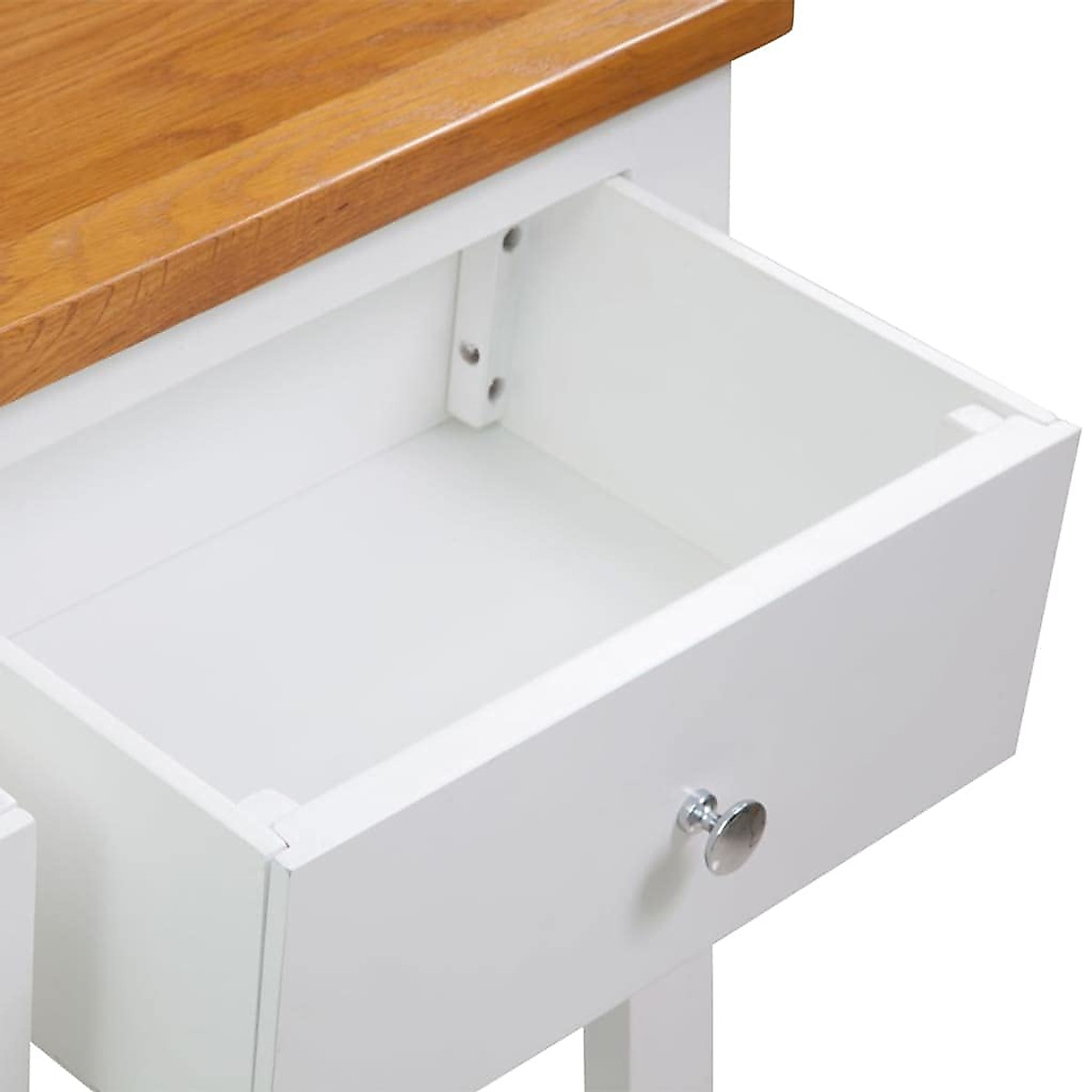 Console Table Modern | Wooden Sofa Table with 2 Drawers | Entryway Table for Hallway, Entryway, Living Room | Brown and White Soild Oak Top with Acacia Wood Frame | 32.7" x 11.8" x 28.7"