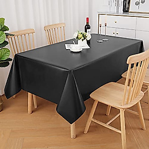 homing Rectangle Vinyl Tablecloth, 100% Waterproof Spillproof Plastic Table Cloth, Wipe Clean Table Cover for Dining Table, Buffet Parties and Camping (Black, 60" x 84")