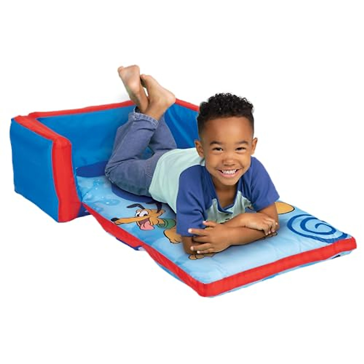 Mickey Mouse Kids Sofa Bed, Children 2-in-1 Flip Open Inflatable Comfy Couch to Lounger, Toddler Nap Mat, Over 4ft Long