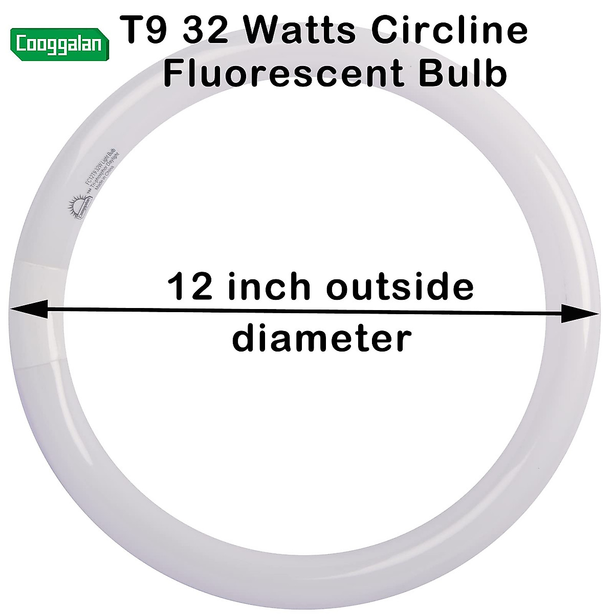 COOGGALAN FC12T9/DX 32W 12 inch T9 Circular Light Bulb Daylight, Round Fluorescent Circline Bulbs FC12 T9 32 Watts Kitchen and Bath, G10q 4 Pin Prong, 6500K, 2 Pack