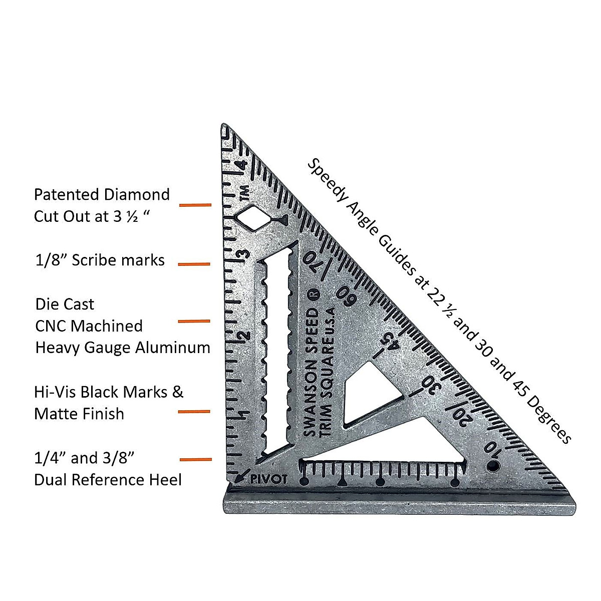 Swanson Tool Co 4-1/2 Inch Trim Speed Square, Model S0145