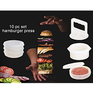 Hamburger Press Patty Maker Freezer Containers - All In One Convenient Package - 10 Pieces Set Hamburger Patty Mold - Essential Tool to Make hamburger Patties – Ideal BBQ Gift For Family And Friend