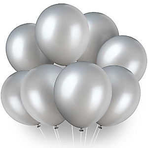 Unique 54552 Pearlized Party Latex Balloons, 12", Silver