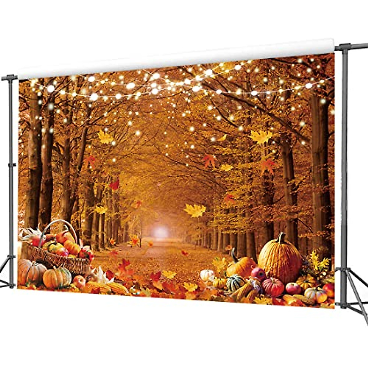 CYLYH 7x5ft Fall Photography Backdrop Autumn Maple Forest Leaves Pumpkin Party Background Thanksgiving Party Supplies Farm Harvest Event Banner Thanksgiving Photo Booth Props CY579