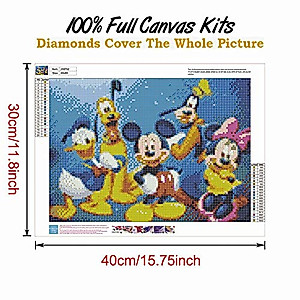 5D DIY Diamond Embroidery Art Painting Kit ，Full Diamond Round Diamond Embroidery, for Wall Decoration,Cartoon Diamond Painting（12X16 Inches）