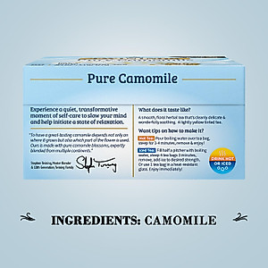 Twinings Pure Camomile Herbal Tea - Naturally Caffeine-Free Camomile Tea Bags Individually Wrapped, 50 Count Ea