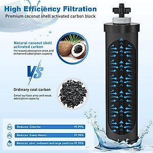 Jabrissi Water Filter Replacement for Berkey® BB9-2® Black Purification Elements, Activated Carbon Filters Compatible with Berkey Gravity Water Filtration System, Pack of 6