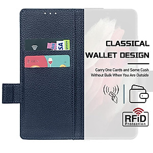 Vitodo for Galaxy Z Fold 5 Case with S Pen Holder - Genuine Leather Wallet Case Built in Slide Camera Cover, Card Slot, Kickstand, Hinge Protection Phone Cover for Samsung Galaxy Z Fold5 5G (Blue)