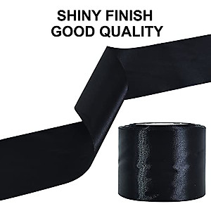 TONIFUL Black Satin Ribbon 3 Inch X 25yds Solid Silk Ribbons for Gift Wrapping, Craft, Floral Bouquets, Valentine's Day Christmas Gift Wrapping, Party Wedding Decoration