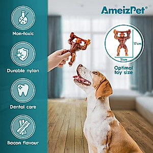 AmeizPet Bacon Flavor Gorilla Dog Chew Toy for Medium & Large Breed Dogs, Indestructible Durable Long Lasting 100% Nylon Dog Chew Toy for Aggressive Chewers - Dog Toy to Keep Them Busy