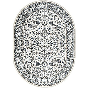 Cream Modern Oval 5x7 Area Rug 5x7 - Indoor Area Rugs for Living Room - Dining Room Rug - Bedroom Rug - Kitchen Rug - Entryway Rug Contemporary Carpet - Alfombras para Salas Modernas