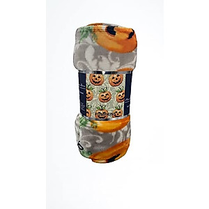 Decor&More Happy Halloween Microplush Throw Blanket (50 x 60inch) - Pumpkins