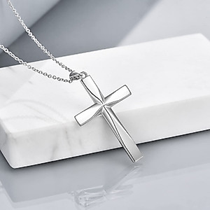 ONEFINITY Religious Cross Pendant Necklace 925 Sterling Silver Origami Cross Pendant Gifts for Women Mother's Day Jewelry Gifts for Mom