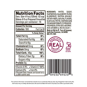 Torani Real Fruit Smoothie Mix, Wildberry, 64 Ounce