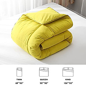 BPC Twin Size Down Comforter - Goose Duck Down and Feather Filling - Soft Brushed Microfiber Fabric-All Season Feather Down Comforter Duvet Cover with Cover Tabs Duvet Insert