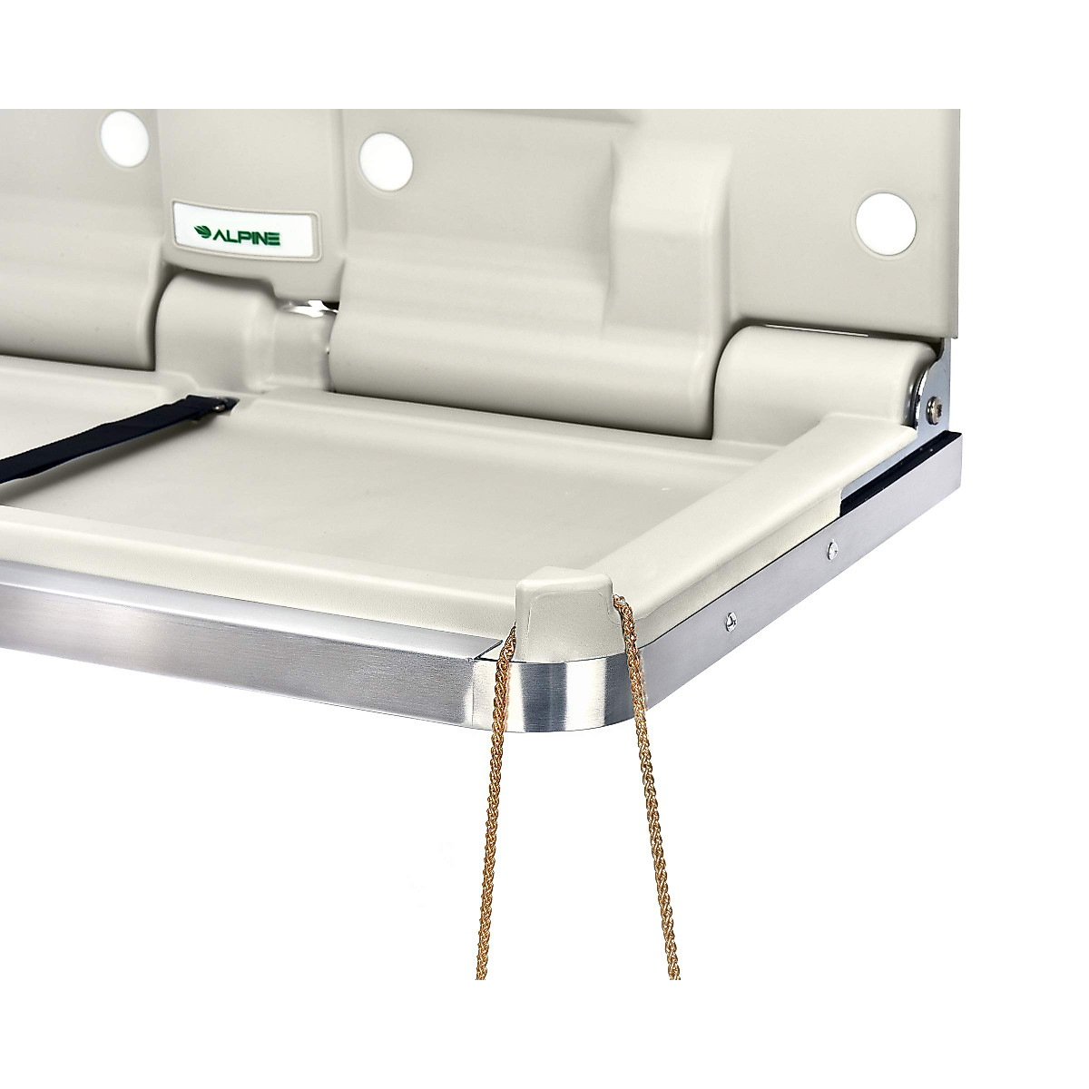 Alpine Industries Wall Mounted Baby Changing Station - Horizontal Fold Down Diaper Changing Table with Safety Strap - Ideal for Commercial Bathrooms