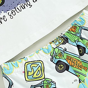 Kids Baby Girls St. Patricks Day Outfits Car Letter Print Short Sleeve T-Shirt Tops and Bell Bottom Pants Toddler Summer Sets (White, 9-12 Months)