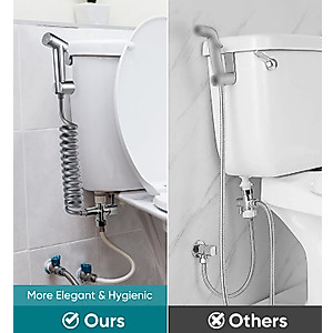 Ultra Light Bidet Toilet Sprayer Head Rustless Handheld Bidet Sprayer Cloth Bathroom Diaper Sprayer for Kitchen and Toilet (3PCS:Sprayer, Water Tank Hook, Spring Flexible Shower Hose)