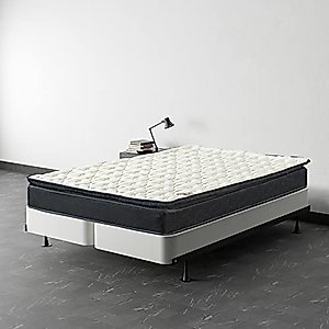 Spinal Solution 9-Inch Medium Firm Pillowtop Pocketed Coil Hybrid Mattress And 4" Low Profile Wood Box Spring Foundation Set, Queen