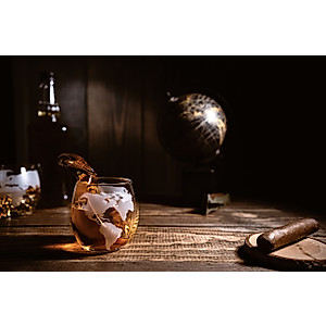 Etched World Globe Glasses 10 oz -Set of 4 by The Wine Savant, Wine, Whiskey, Scotch, Vodka Water or Juice Old Fashion Glasses, World Glasses Etched Globe