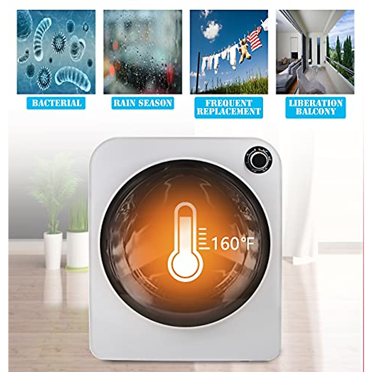 11Lbs 2.6 cu.f Electric Portable Clothes Dryer - LINKLIFE Portable Tumble Clothes Laundry Dryer, Stainless Steel Drum, Mechanical Control