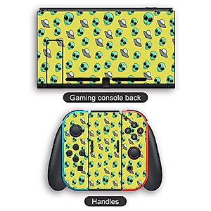 Aliens and Spaceships Stickers Full Wrap Decal Skin Faceplate Protective Stickers Compatible for Nintendo Switch for Switch
