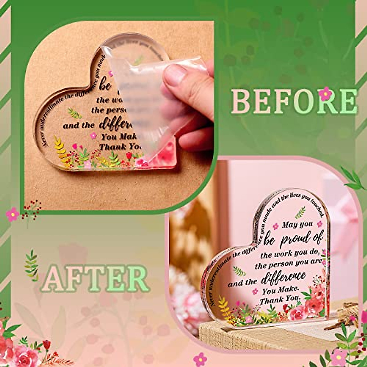 Thank You Gift for Women Inspirational Gifts Coworker Gifts Office Gift for Colleague Leaving Job Gifts Farewell Gift Appreciation Gifts for Friends Nurse Teacher Keepsake (Heart)