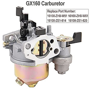 GX160 Carburetor GX200 Carburetor Kit for Honda GX120 GX140 GX160 GX168 GX200 5HP 5.5HP 6.5HP Engine Carb, Replaces# 16100-ZH8-W51 16100-ZH8-W61 16100-ZE1-814 16100-ZE1-825