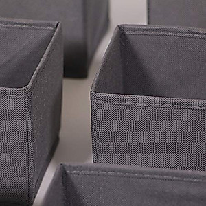 DIOMMELL 6 Pack Foldable Cloth Storage Box Closet Dresser Drawer Organizer Divider Fabric Baskets Bins Containers for Clothes Underwear Bras Socks Lingerie Clothing, Dark Grey 060