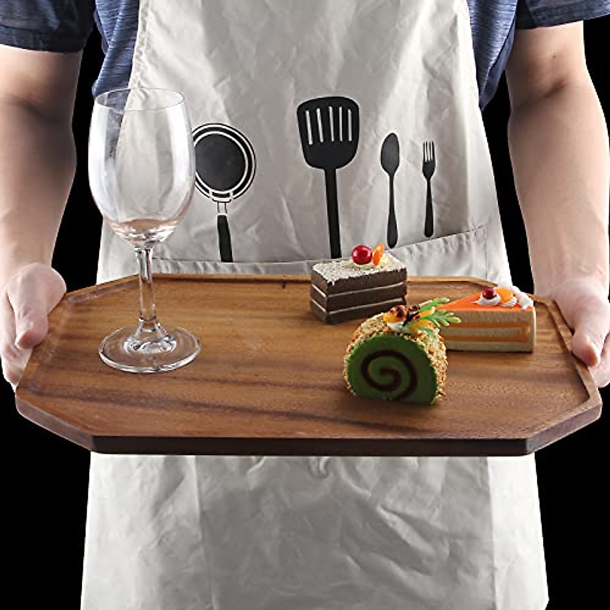 2 Pcs Large Wooden Platters Serving Trays Acacia Wood Charcuterie Platter for Food Tray Cheese Serving Board Rectangular Plates Platters Meat Charcuterie Boards Decorative Plates Fruit Tray