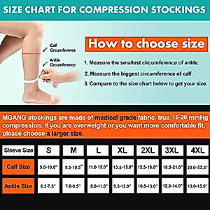 MGANG Compression Socks, 15-20 mmHg Graduated Knee High Compression Stockings for Unisex, Class I, Open Toe, Opaque, Support Hose for DVT, Pregnancy, Varicose Veins, Relief Shin Splints, Beige L