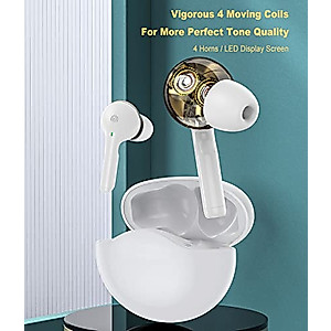 KENKUO Bluetooth Headphones Dual Dynamic Drivers Wireless Earbuds 40Hrs Playtime withTouch Control in-Ear Earphones HiFi Stereo Sound Headset with Mic for Sport, White