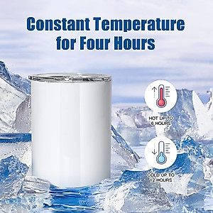 AGH 10OZ Sublimation Wine Tumblers Blanks, 8 Pack Straight Stainless Steel Tumblers with Lids and Straw, Sublimation Coffee Cups Mugs for Hot & Cold Drinks