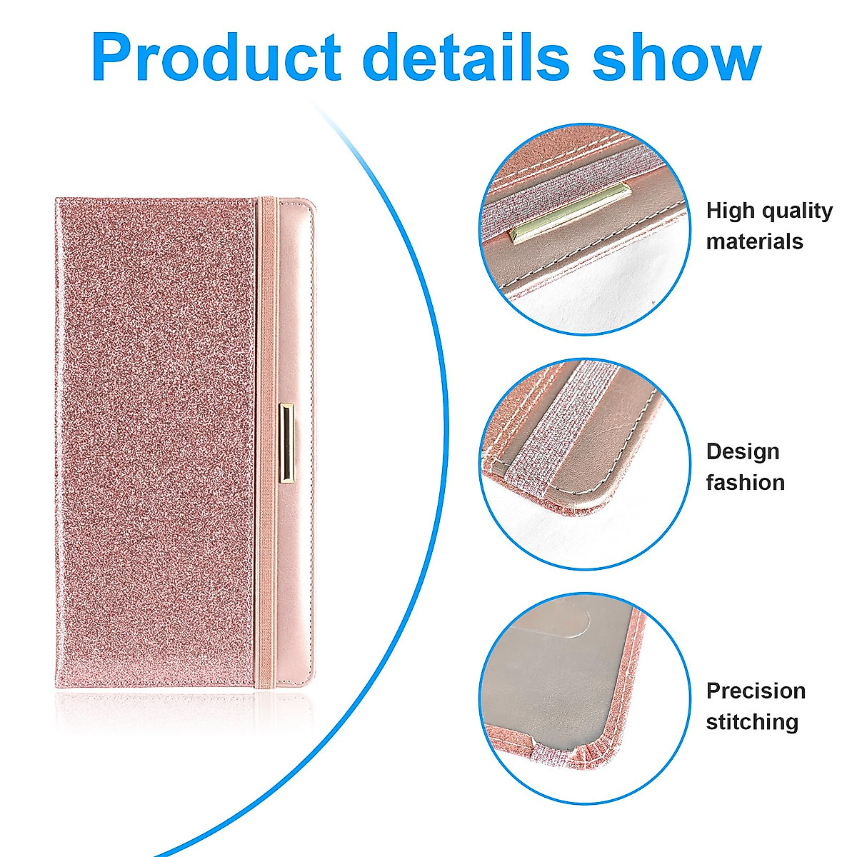 Kewucn Car Registration and Insurance Holder, Leather Vehicle License Document Glove Box Compartment Organizer, Key Information Cards, Driver License (Rose Gold)