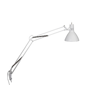 Luxo LS1AWT LS 23W CFL Task Light, 45" Powder-Coated Arm with External Springs, Edge Clamp, White