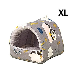 HPAWHOMEPART Parrot Bird Bed Hammock Winter Warm Bird Plush Nest Toy for Parakeet Comfortable Hanging Bird Bed for Cage (XL, Grey)