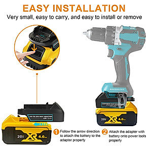 Xinriga DM18M Battery Adapter Compatible with Dewalt 20V MAX Battery and Compatible with Milwaukee M18 18V Battery Covert to Makita 18V Lithium-ion Battery, with USB and Type-C Fast Charging Ports