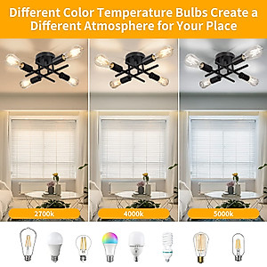 Semi Flush Mount Ceiling Light Fixture 4-Light, Modern Farmhouse Close to Ceiling Light Black, E26 Socket Chandelier Light Fixture Ceiling for Bedroom Kitchen hallway bathroom Living Room Dining Room