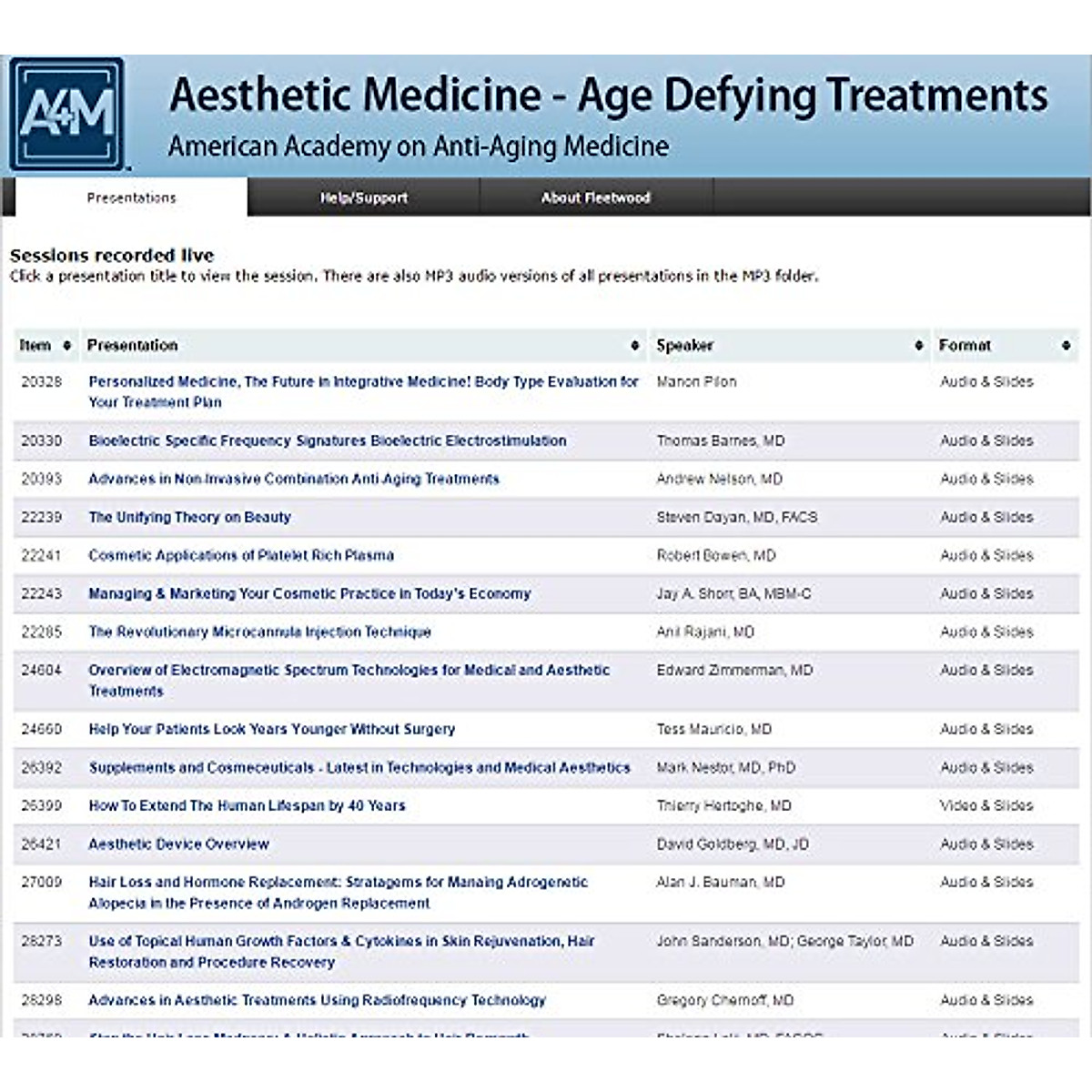 A4M Video Collection - Aesthetic Medicine - Age Defying Treatments
