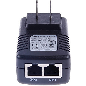 NOYITO 48V 0.5A POE Power Supply Injector Ethernet Adapter with Wall Plug IEEE 802.3AF Compliant 10 100Mbps (48V 0.5A, Black)