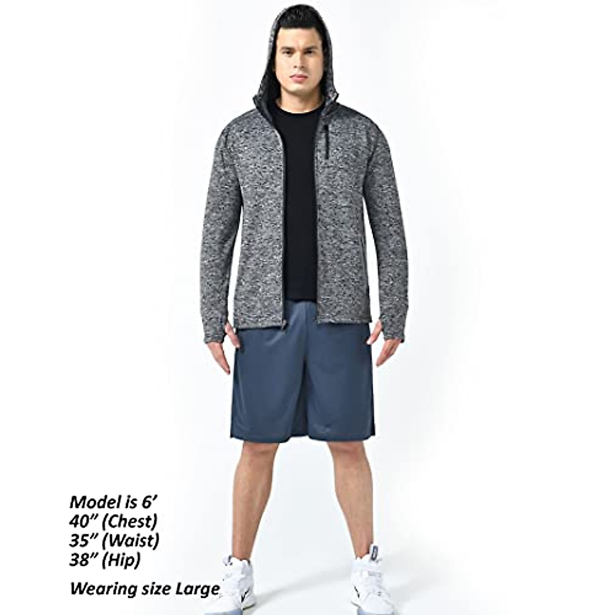 Liberty Imports 2 Pack Mens Zip Up Hoodies, Fleece Thermal Performance Tech Training Jackets, Lightweight Running Sweatshirts with Zipper Pockets (X-Large, 2-Pack: Gray/Navy)