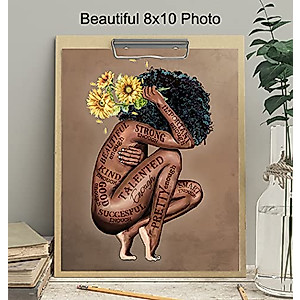 Black women Wall Art & Decor - Black Art - African American Wall Art - Afro Black Woman Wall Art - African American Women Wall Art - I Am - Positive affirmation Black Girl Magic Poster - UNFRAMED 8x10