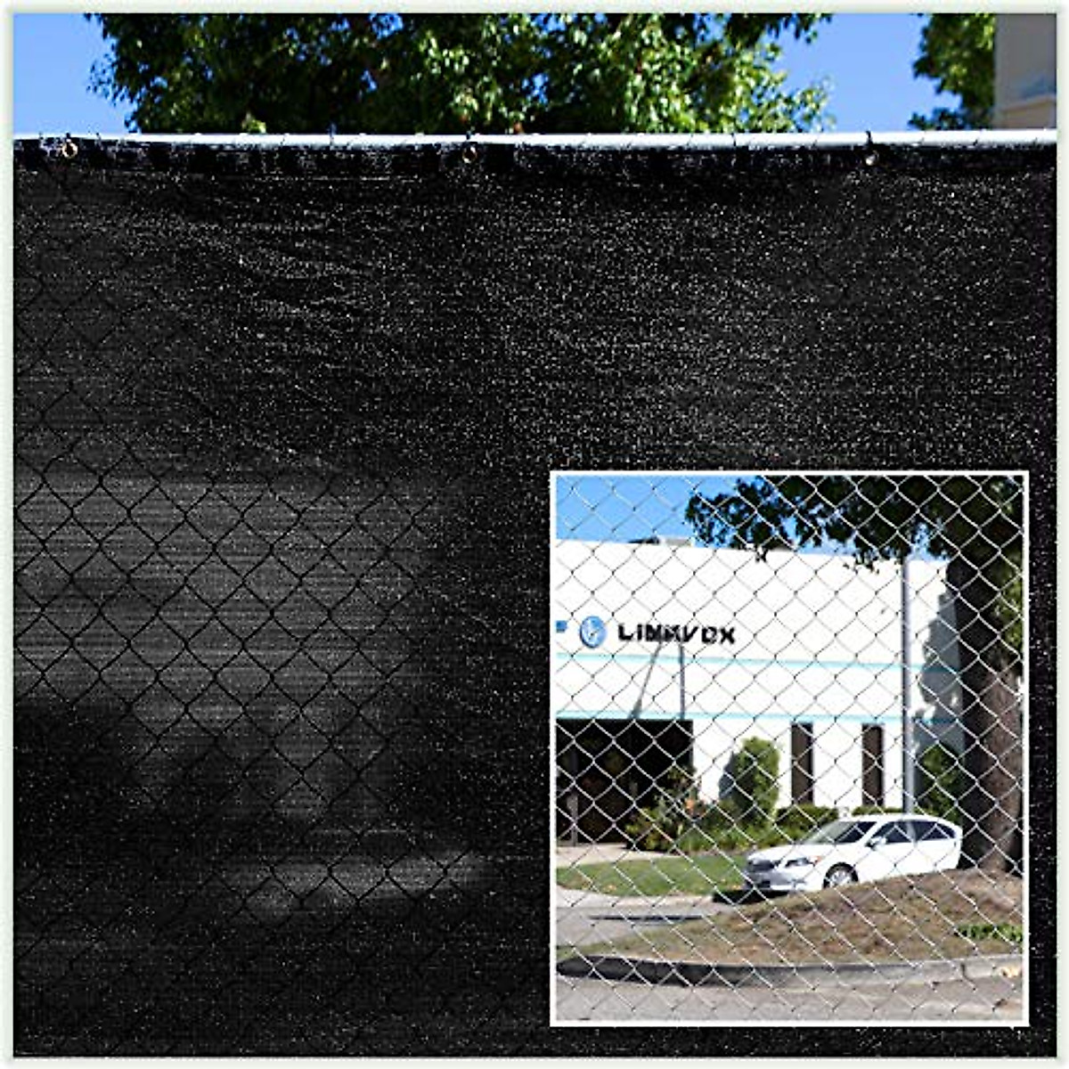 ShadeMart 8' x 50' Black Fence Privacy Screen Windscreen Shade Fabric Cloth HDPE, 90% Visibility Blockage, with Grommets, Heavy Duty Commercial Grade, Cable Zip Ties Included (We Customize Size)