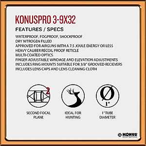 KonusFire 3x-9x32mm 3x-9x32mm Riflescope with mounting Rings