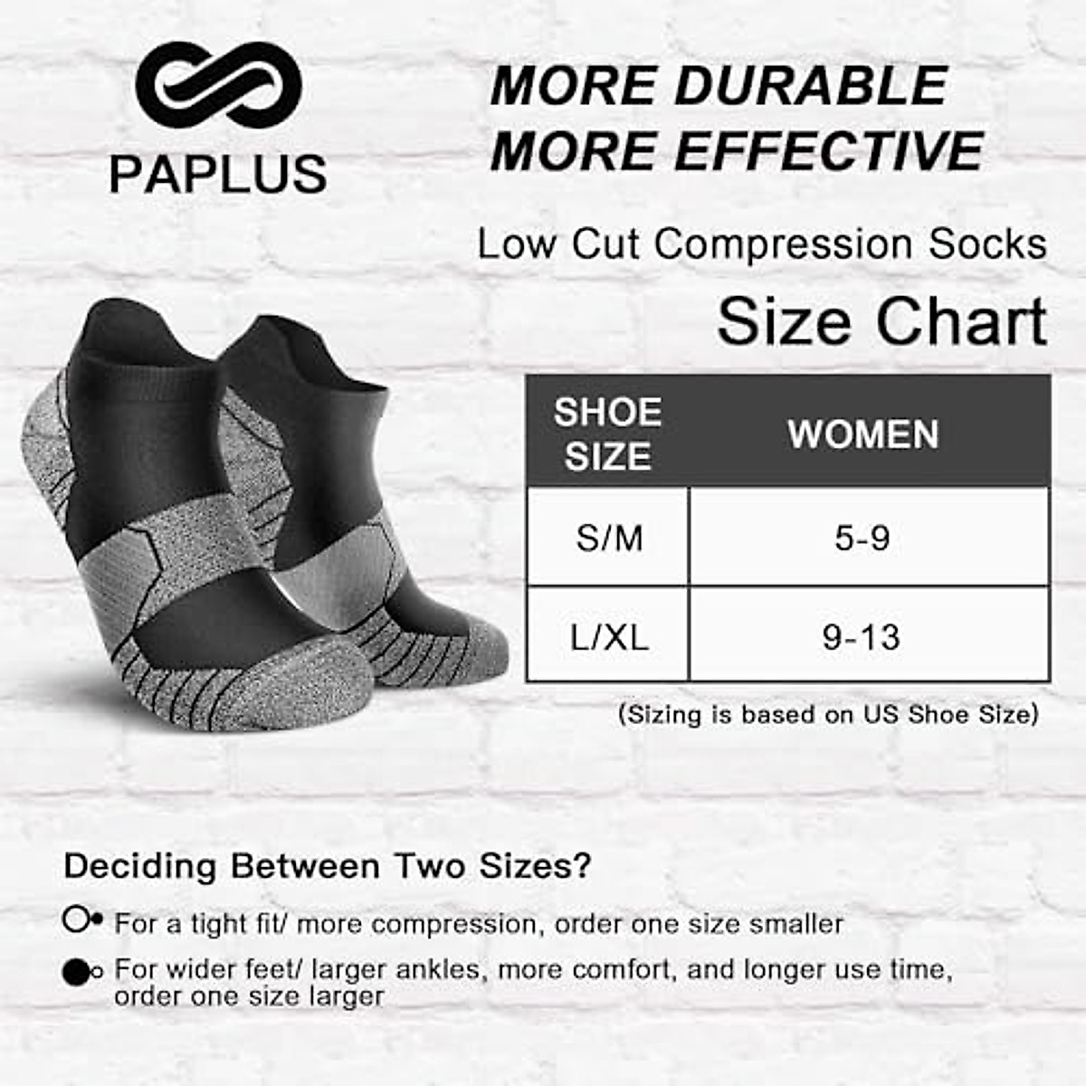 PAPLUS Compression Running Socks Women (6 Pairs), Ankle Athletic Socks Low Cut with Arch Support